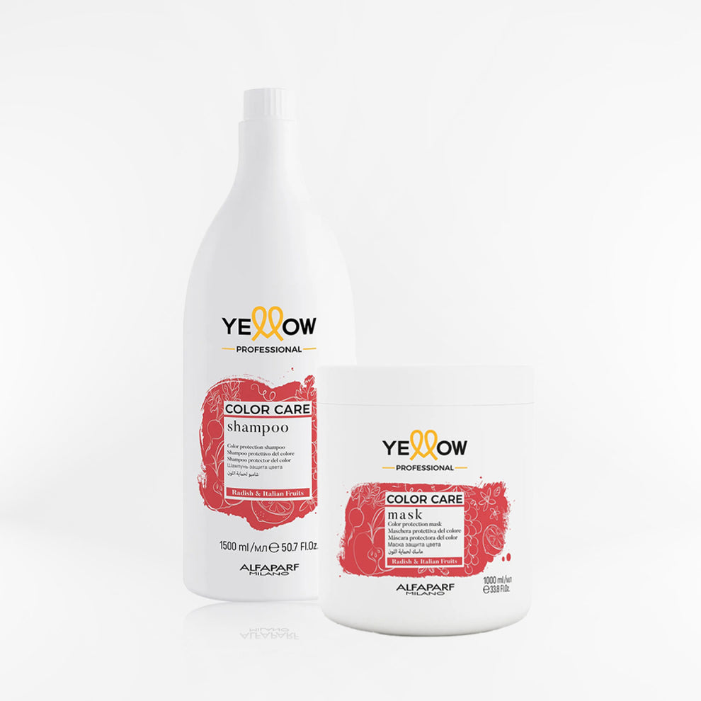 YELLOW - COLOR CARE DUO Shampoo 1.5L y máscara 1K para cabellos teñido ...
